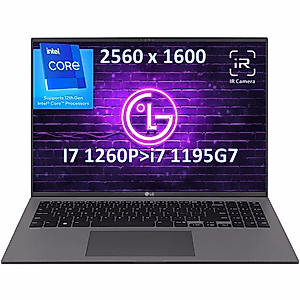 LG Lightweight Gram 16” (2560 x 1600) Laptop, Intel 12th Gen Core i7 1260P(12 cores) Evo™ Platform, Windows 11 Home, Black W/HDMI Cable (16GB RAM | 1 TB PCle SDD)
