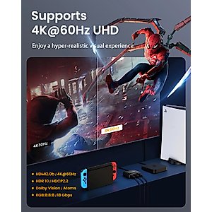 HDMI Switch 3 in 1 Out 4K@60Hz Aluminum Alloy【with 4FT HDMI 2.0 Cable】, avedio links 3x1 HDMI Multi Port Switch, 3 Way HDMI Selector Switcher Support HDCP 2.2, HDR 10, for Fire TV Stick, PS5