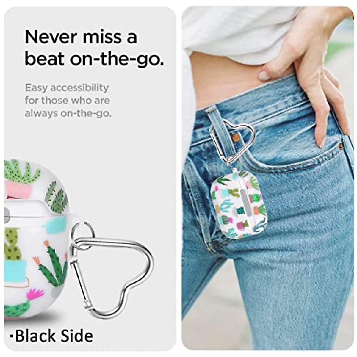 Olytop Cute Succulent Airpods 3rd Generation Case, Cover for Women Printed Airpods 3 Protective Hard Cover Skin Girl Women for Apple iPod 3rd Gen Case with Keychain-Cactus