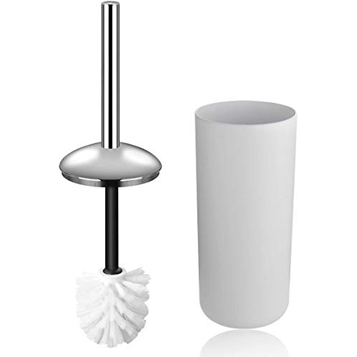 6 Pcs Plastic Bathroom Accessory Set Luxury Bath Accessories Bath Set Lotion Bottles, Toothbrush Holder, Tooth Mug, Soap Dish, Toilet Brush, Trash Can, Rubbish Bin (White)