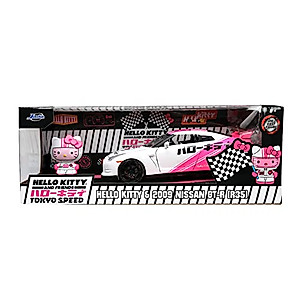 Jada Toys Toyko Speed 1:24 2009 Nissan GT-R R35 Die-cast Car & Hello Kitty Racing Figure, Toys for Kids and Adults
