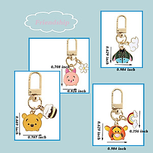 LuoHao Anime Cartoon Winne Pooh SpongBob Keychain 4 in 1 Set Keychain for Women Men
