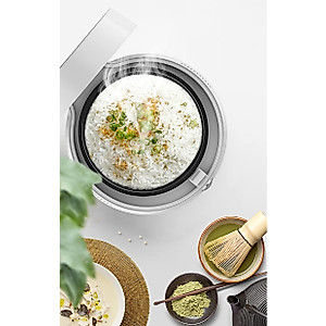 GUANGZHIAN 1.0 L Rice Cooker, Medium Size Cooker for 3-5 People, Multi Food Steamer, 24 Hours Preset, Portable Electric Rice Cooker 4 Cups (Uncooked), White