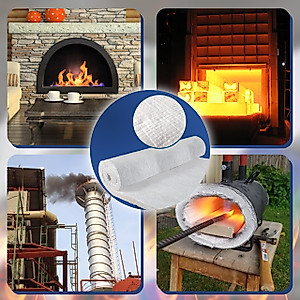 SIMOND STORE Ceramic Fiber Insulation Blanket, 4# Density 2400F, 1" x 12"x 24” Fireproof Insulation for Fireplace, Forge, Furnace, Kiln, Wood Stove, Pizza Oven