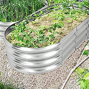 3 Pcs Galvanized Raised Garden Bed Kit 4 x 2 x 1 ft Large Planter Raised Bed Outdoor Planter Box Round Oval Metal Planter Box Arbitrary Assembly Raised Garden Bed for Vegetables Flowers Herbs Fruits