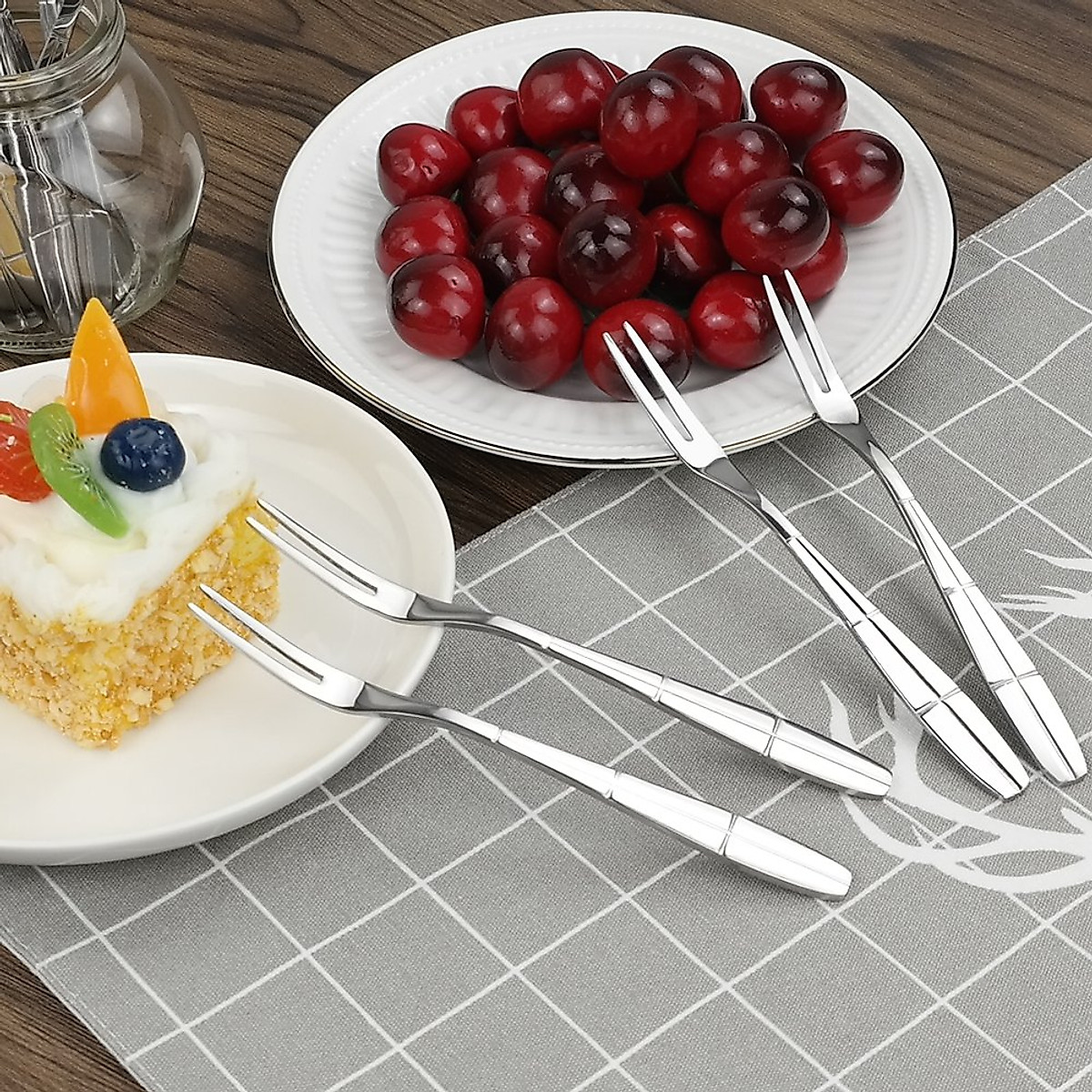 Eagrye Tasting Cocktail Forks, 12-Piece Stainless Steel Fruit Forks, F