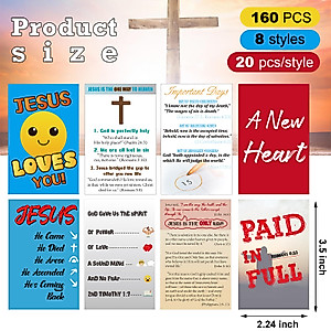 Chiisong 160 Pcs Gospel Tract Card Bulk Plan of Salvation Cards Pocket Prayer Holy Postcards Christian Inspirational Assorted Bible Verses Bookmark for Women Men Teens Ministering Tool Gifts, 8 Styles