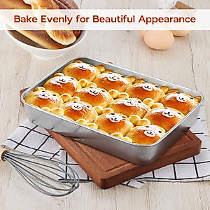 Onader 10⅜ x 8⅛ x 2 Inch Baking Pan with Lid 2 Pack Stainless Steel Lasagna Rectangular Cake Pan