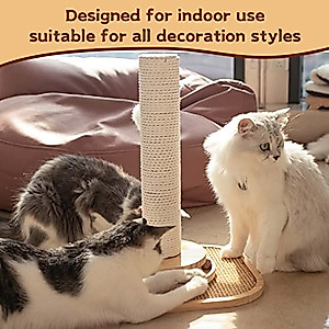 PLUROOF Cat Scratching Post, Cat Scratcher, 4-in-1 Premium Sisal Scratching Pad and Paper Rope Scratching Post with Interactive Track Toys and Dangling Plush Ball for Indoor Cats