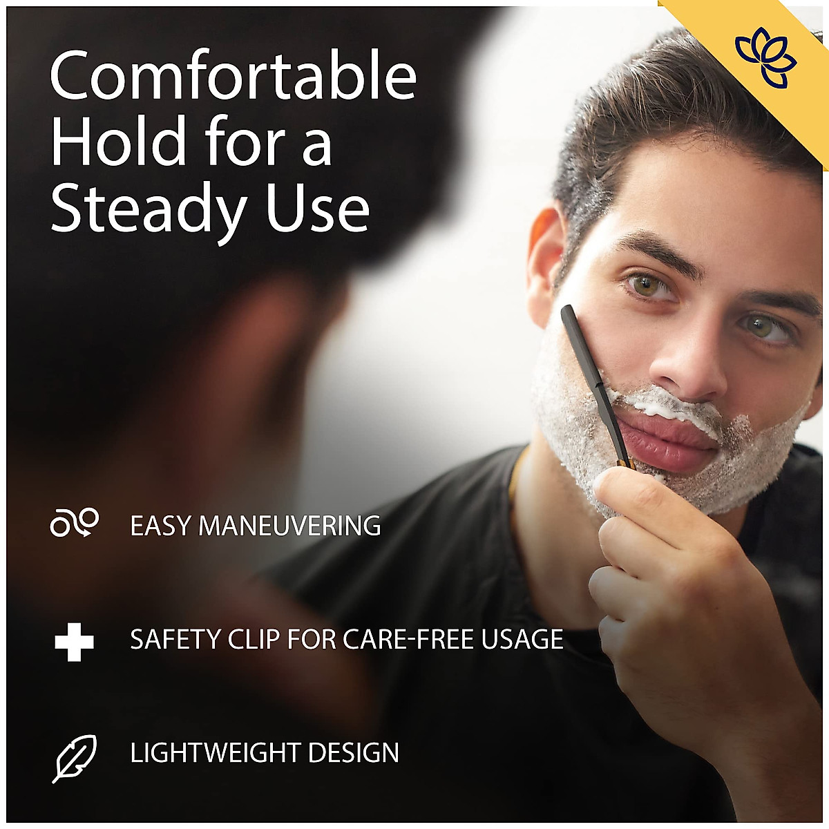 Equinox Straight Edge Razor - Includes 100 Single Derby Blades -Manual Shaver for Men - Stainless Steel with Wooden Handle - Barber Kit - Hair Blade Razor - Perfect for Hairline