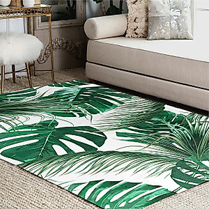 ALAZA Tropical Palm Tree Leaves Leaf Green Area Rug Rugs for Living Room Bedroom 7' x 5'