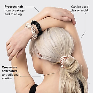 Kitsch Satin Hair Scrunchies for Women - Softer Than Silk Scrunchies for Hair | Satin Scrunchies for Girls & Stylish Satin Hair Ties for Women | Cute Satin Hair Scrunchie for Styling, 5 pack (Assorted)