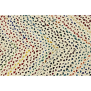 CASAVANI 100% Hand Braided Jute & Cotton Rag Rug Geometric Multipurpose,Multicolor Hard Shape Circle Area Rug Best Uses for Farmhouse,Bedroom,Nursery Room,Kids Room 5x5 6x6 4x4 Feet Round