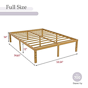 alazyhome Full Size Bed Frame 14 Inch Metal Platform Bed Frame Heavy Duty Steel Slats Support No Box Spring Needed Noise-Free Easy Assembly Gold