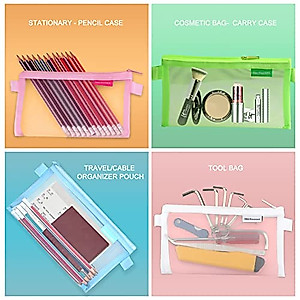 Darolin [Upgraded [4 Pack] Pencil Case, Clear Mesh Zippered Pencil Bag Pouch, Pen Case Organizer Storage, Portable Stationery Pouch for School College Office Supplies, Cosmetics Makeup Bag - B