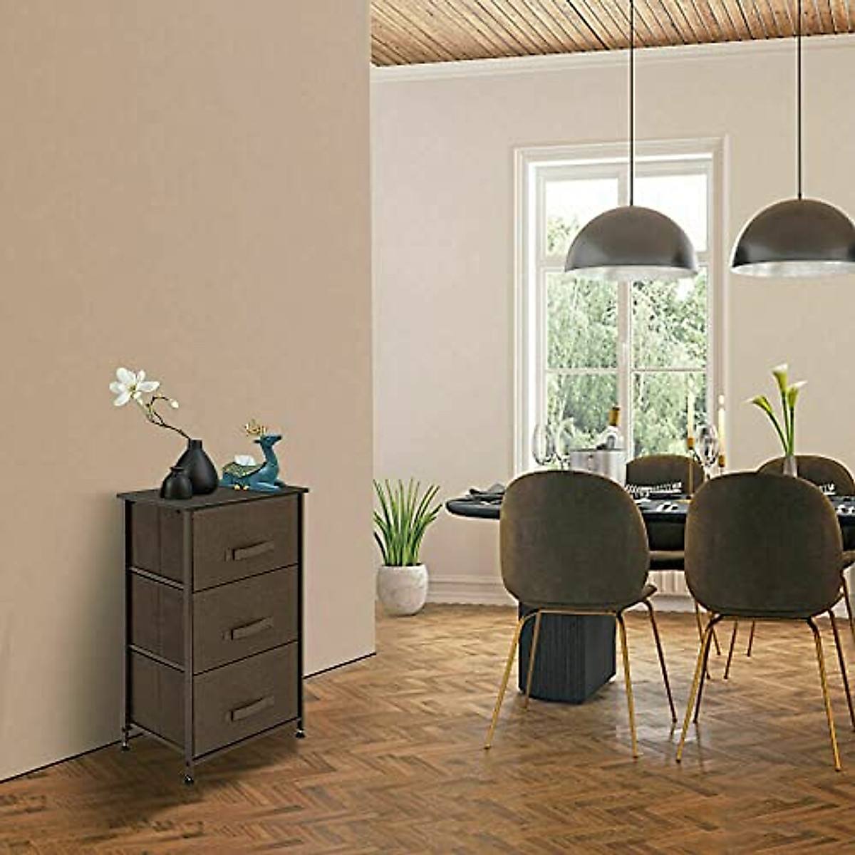 Nightstand Bedside Table Drawer Cabinet 29" 3 Fabric Drawers Bedroom Bedside Nightstand Table Wooden Cabinet Storage Drawer Storage Dresser Easy To Assemble With A Simple Structure Storage Tower Dress