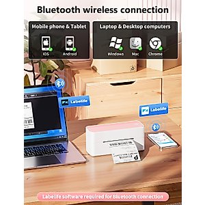 Phomemo Bluetooth Thermal Label Printer, 241BT 4X6 Wireless Shipping Label Printer for Small Business, Pink Label Printer for Shipping Package, Compatible with iPhone, Android, Amazon, Shopify, UPSP