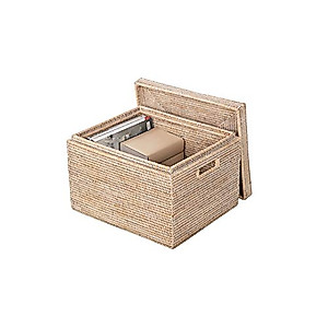 Kouboo La Jolla Rattan Box Basket, White-wash