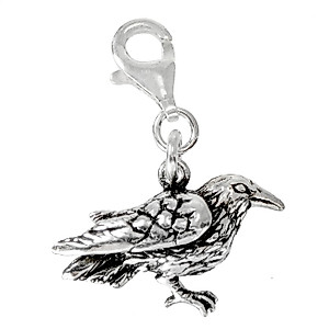 Moonlight Mysteries Sterling Silver Clip On Raven Crow Bird Charm