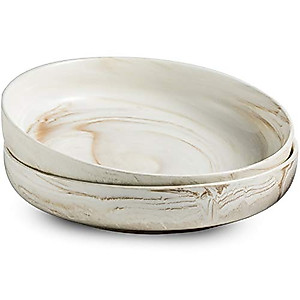 YHOSSEUN Ceramic Salad Bowl,10-inch Porcelain Serving Bowls for Pasta Fruit Snacks, 1.9 Quarts Large Stackable Dinner Serving Bowl Set of 2, Brown