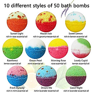 Organic Bath Bombs Gift Set, 50 Handmade Bulk Bath Bombs For Kids, Women, Men, Wonderful Fizz Effect Bath Gift For Valentine's Day, Christmas & Any Anniversaries