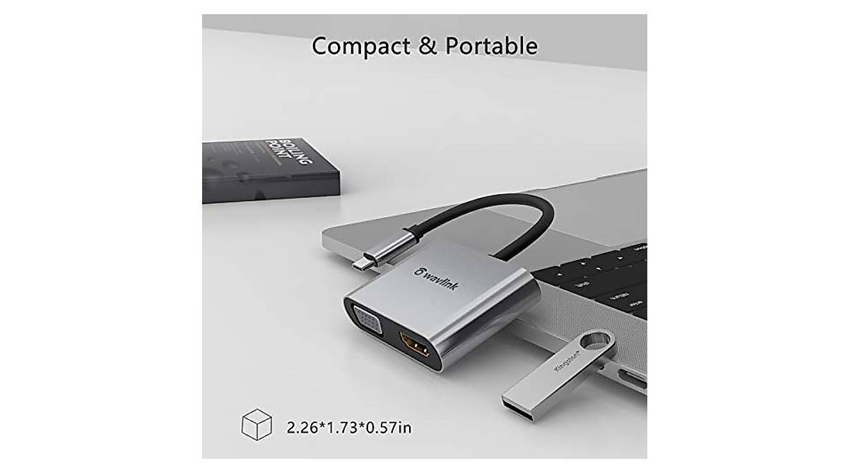 WAVLINK USB Type C to HDMI/VGA Adapter, 4K Resolution, Plug and Play, Wide Compatibility ...