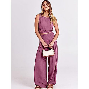 ANRABESS Women's 2 Piece Linen Lounge Set Casual Matching Pants Jumpsuit Summer Beach Travel Vacation Trendy Outfits X-Large