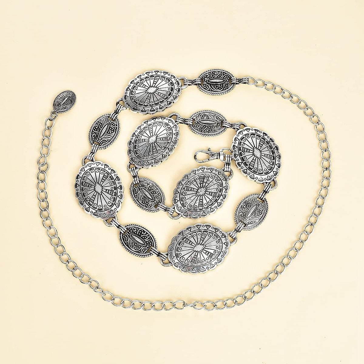 ILuvatar Waist chain women's metal chain dress with butterfly sweater chain Silver retro waist chain punk belt