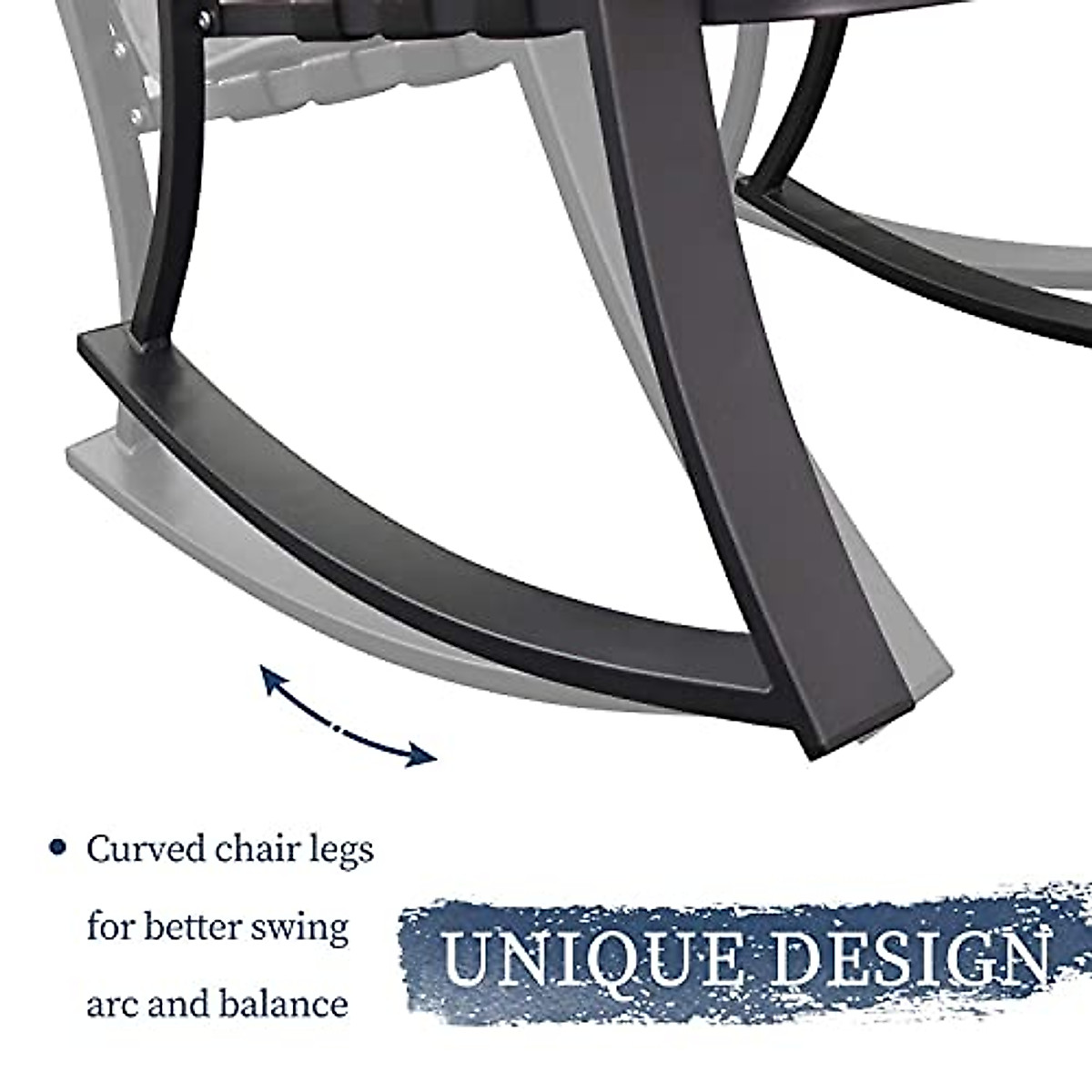 Oakmont Outdoor Furniture 3 Piece Conversation Bistro Set Rocking Chairs and Glass Top Table, Thick Cushions, Black Steel (Grey)