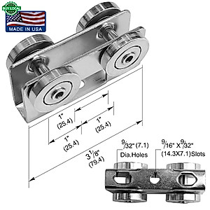 Trolley Assembly 4 Wheel Light Duty for Use with All 1-5/8" or Taller Strut Channel,Electro-Galvanized Zinc (4)