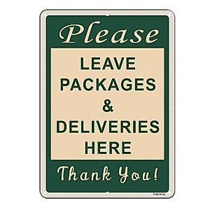 Please Leave Deliveries and Packages Here Thank You Signs 10 x 14 Inches Package Delivery Sign, Metal Reflective Sturdy Rust Aluminum Waterproof Easy to Install