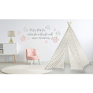 Levtex Baby - Let Her Sleep Floral Peel and Stick Large Decals - Silver, Pink, Aqua - Let Her Sleep for When She Wakes She Will Move Mountains, Multi (LB350WD)