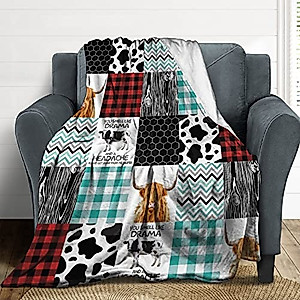 Highland Cow Blanket for Kids Teens Adults, Soft Lightweight Cozy Microfiber Flannel Fleece Throw Buffalo Blanket Cow Gifts for Women Men Girls -Size 50"x60"(Youth)
