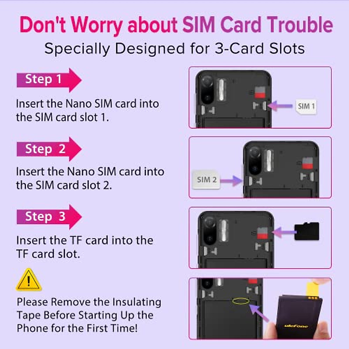 Ulefone Unlocked Cell Phones, Note 6 Android 11 Unlocked Smartphones, Ultra-Slim Lightweight, Triple Card Slots, 6.1" Waterdrop Full-Screen Dual SIM Phones, 3300mAh, Face Unlock, US Version - Black