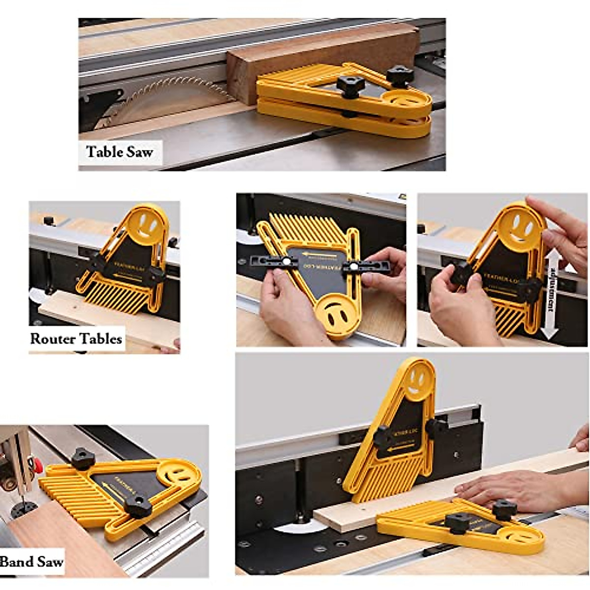 SWMIUSK True-Flex Featherboard Saftly Table Saw Push Block,Pack of 2 Table Fence for Woodworking T-slots Miter Slots on Tablesaws,Router Tables and Band saws(Yellow)