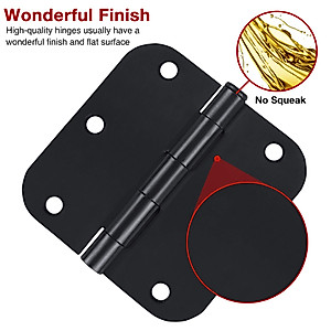 3 Pack Matte Black Door Hinges Black 3 1/2 Interior Door Hinges 3.5 Inch with 5/8” Radius Corners 3 ½"x 3 ½" Mat Black Hardware Controls JIW Garage Factory