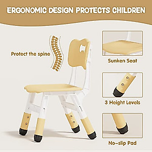 Brelley Kids Table and 4 Chairs Set, Height Adjustable Toddler Table and Chair Set, Graffiti Desktop, Classroom/Daycare/Home, Children Multi-Activity Table for Ages 2-10