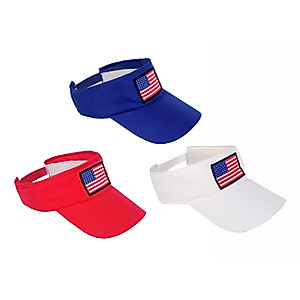 Bulk 24 Pack of Patriotic American Flag Sun Visor Hats