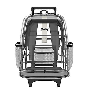 seastig Clear Backpack Rolling Backpack for Kids 18in Double Handle Wheeled Backpack Children Luggage for School, Travel