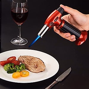 FunOwlet Butane Torch Lighter + Butane Torch Head, Culinary Torches Chef Cooking Professional Adjustable Flame with Reverse Use for Creme, Brulee, BBQ, Baking, Jewelry