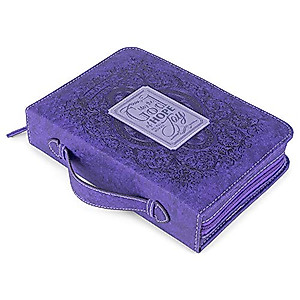 Hope Fill with Joy Purple Paisley 10 x 7 Vegan Leather Zippered Bible Cover with Handle, Large