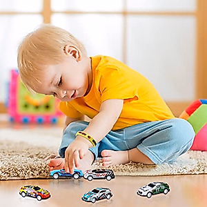 98 PCS Race Cars Party Favor Supplies Kit Racecar Birthday Themed Decoration Set with Mini Race Cars Toys Cartoon Transportation Stickers Keychain Wristband Bracelet Badge Pack for Boys Girls