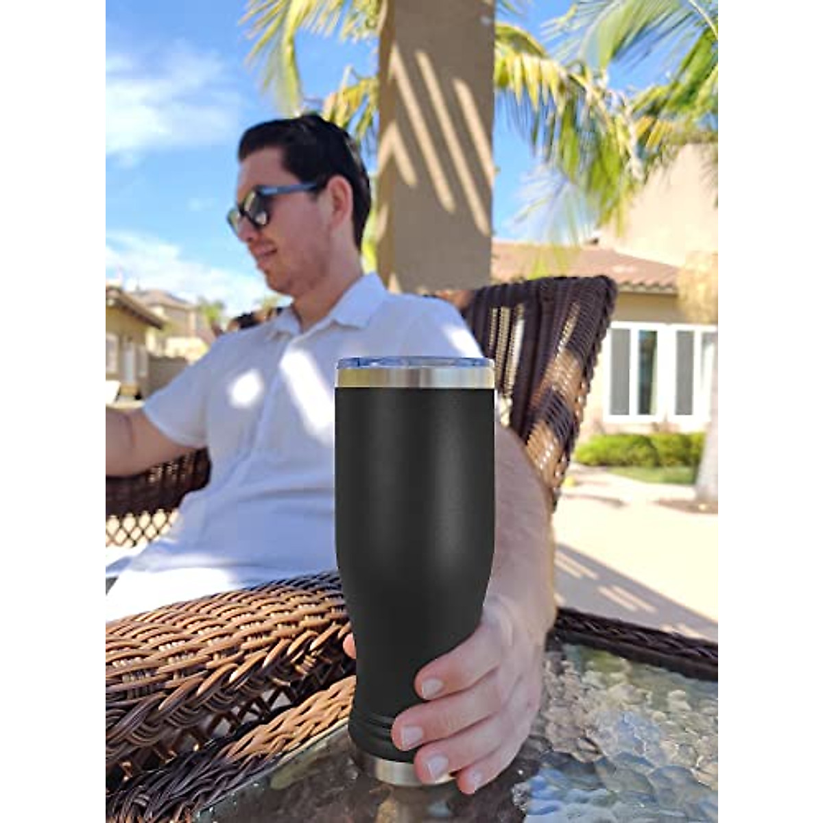 LaserGram 14oz Vacuum Insulated Pilsner Mug, Trombone, Personalized Engraving Included (Black)