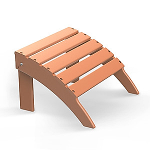 BRIOPAWS Folding Adirondack Ottoman, HDPE Adirondack Chair Footrest Weather Resistant, Plastic Outdoor Footstool for Patio Backyard Poolside Porch Deck Lawn Indoor, Apricot, 19.7W x 18.5L x 13H Inch