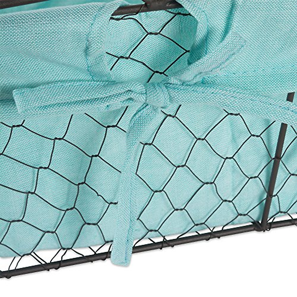 DII Farmhouse Chicken Wire Egg Basket, Storage Baskets with Liner, Aqua, 16x12x7.88"