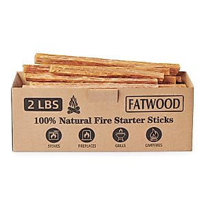 2 lbs Fatwood Fire Starter Sticks, 100% Natural Kindling Firewood Firestarter for Stoves, Pine Wood for Fireplaces, Campfires, Bonfires, Grill