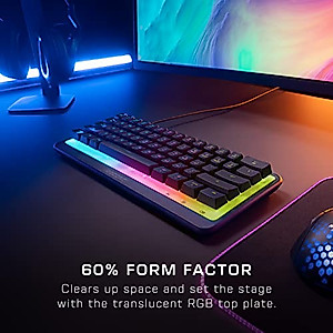 ROCCAT Magma Mini - 60% RGB Gaming Keyboard with 5 Programmable Lighting Zones, Membrane Key switches, Programmable Function Layers, Anti-Ghosting, & Spill Resistance - Black