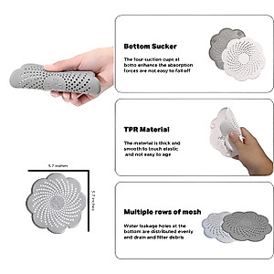 Premium Sink Filter and Shower Drain Cover Hair Catcher - Kitchen Sink Drain Strainer and Bathtub Drain Plug - Pack of 2