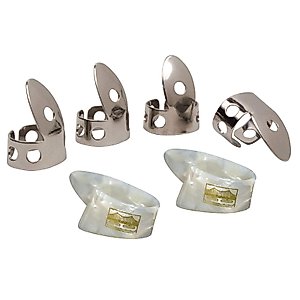 National Guitar Picks - Finger Picks for Acoustic Guitar - Banjo Picks - Finger Picks & Thumb Pick Set - Fingers & Thumbs - Medium - Stainless Steel & Celluloid - 6 Picks