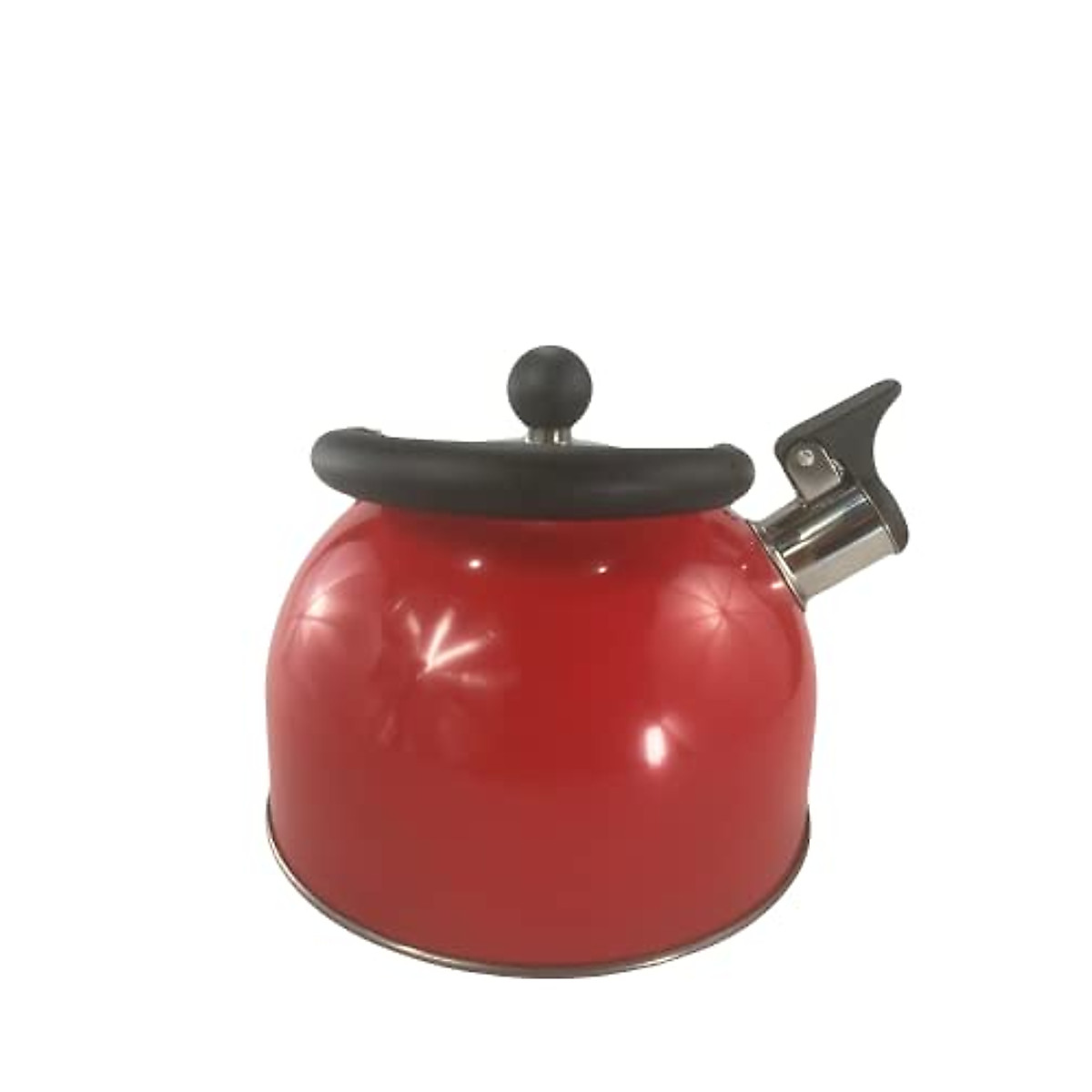 Deep Red 2.5 Quart Whistling Tea Kettle - Constructed from 18/8 Stainless Steel and Ergonomic Stay Cool Handle with One-Hand Pouring Mechanism